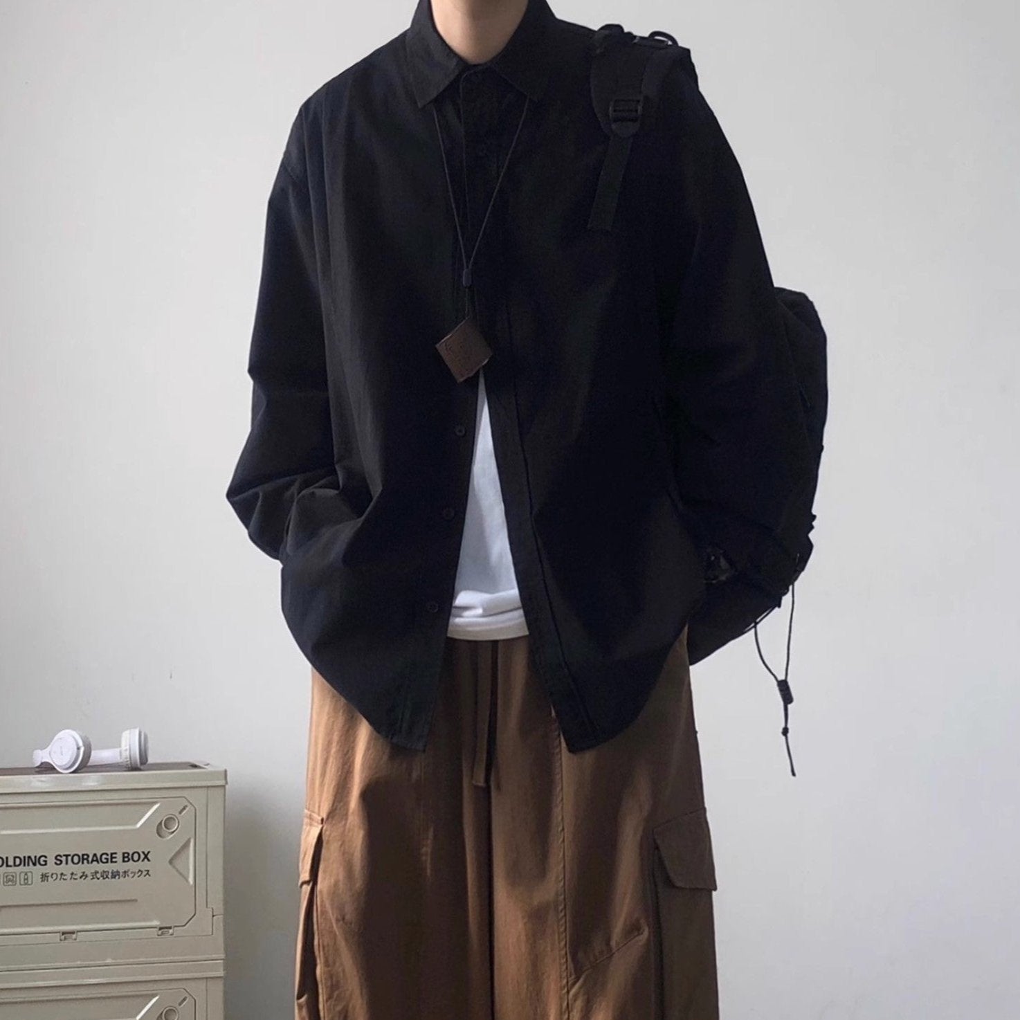 Soid Color Loose Long-sleeved Shirt N0394 – NOSTALICA